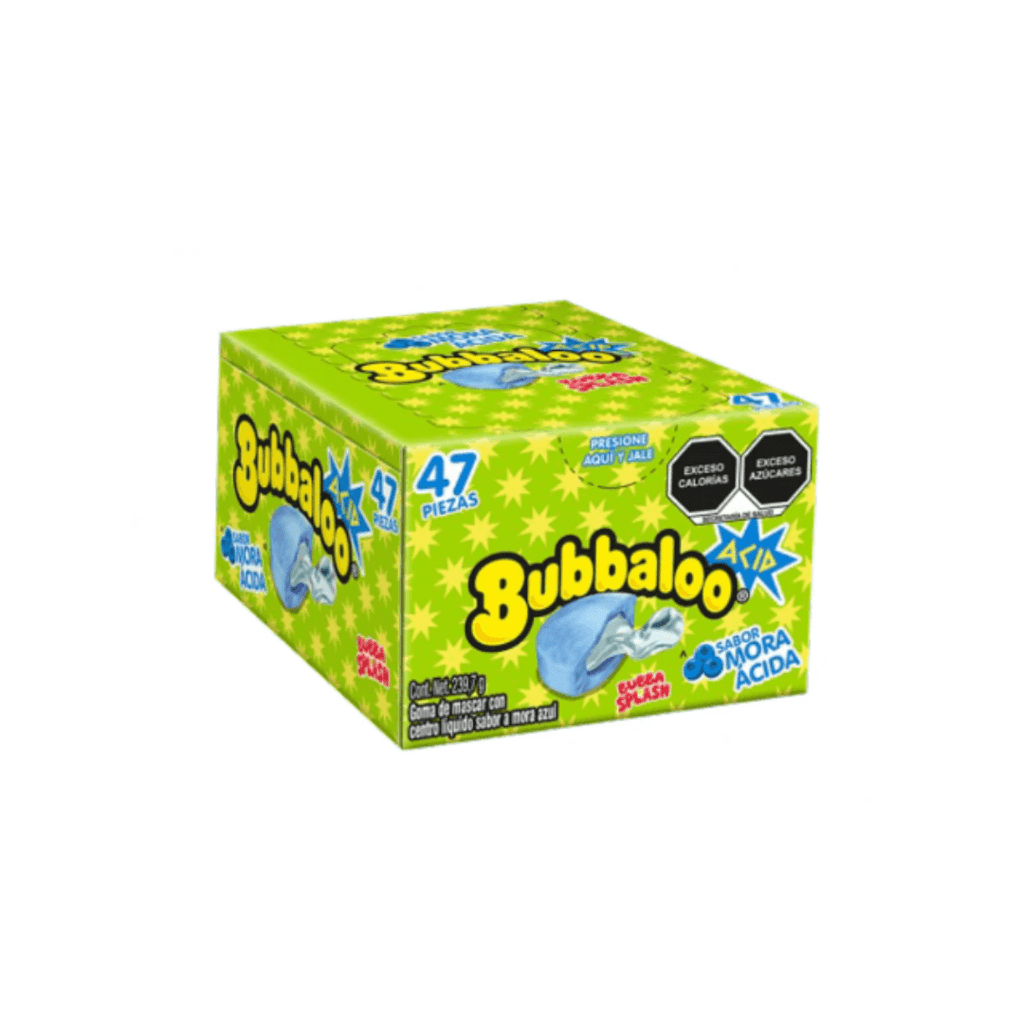 Adams chicle 47´s Bubbaloo Mora Acida 47pzs – Santo Dulce