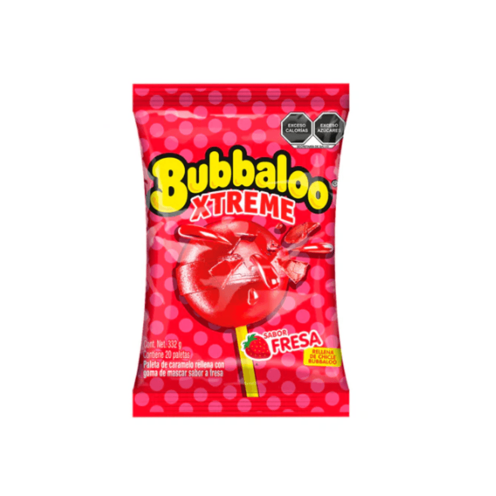 Adams Paleta Bubbaloo Xtreme Fresa 20pzs – Santo Dulce
